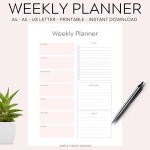 Weekly Planner Template A4 A5 Letter Printable Instant Download - Etsy