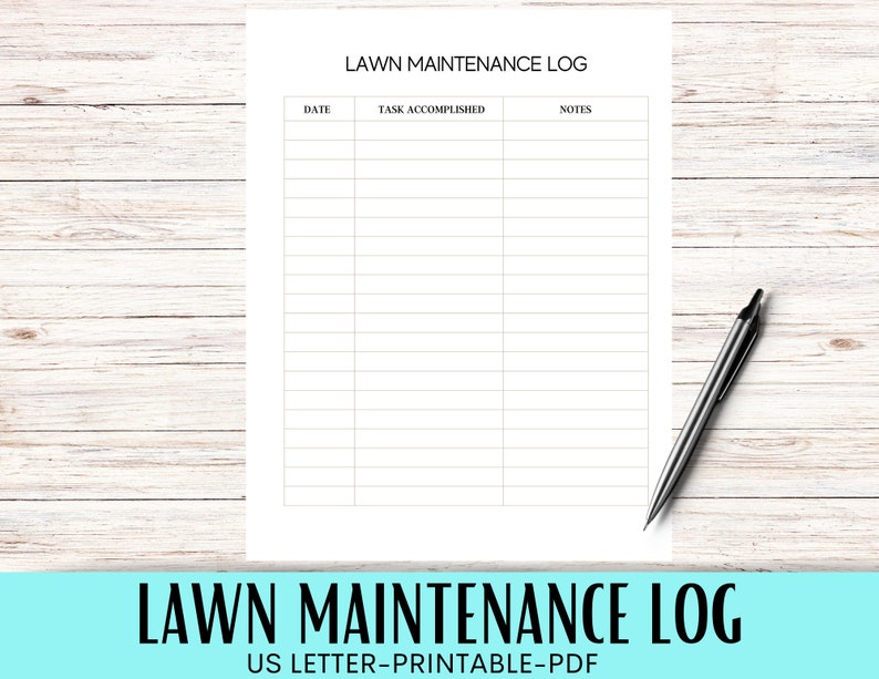 Lawn Maintenance Log Template Simple Minimalist US Letter Printable ...