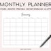 Blank Calendar Monthly 12 Month Printable Digital Instant Download ...