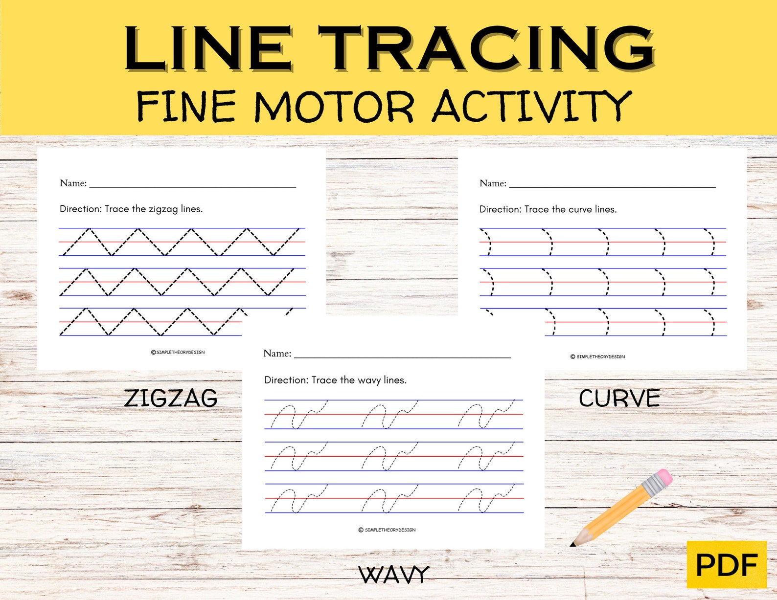 LINE TRACING Fine Motor Writing Activity Preschool/kindergarten ...