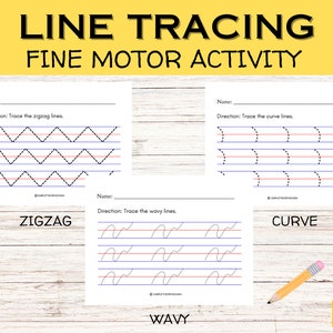 LINE TRACING Fine Motor Writing Activity Preschool/kindergarten ...