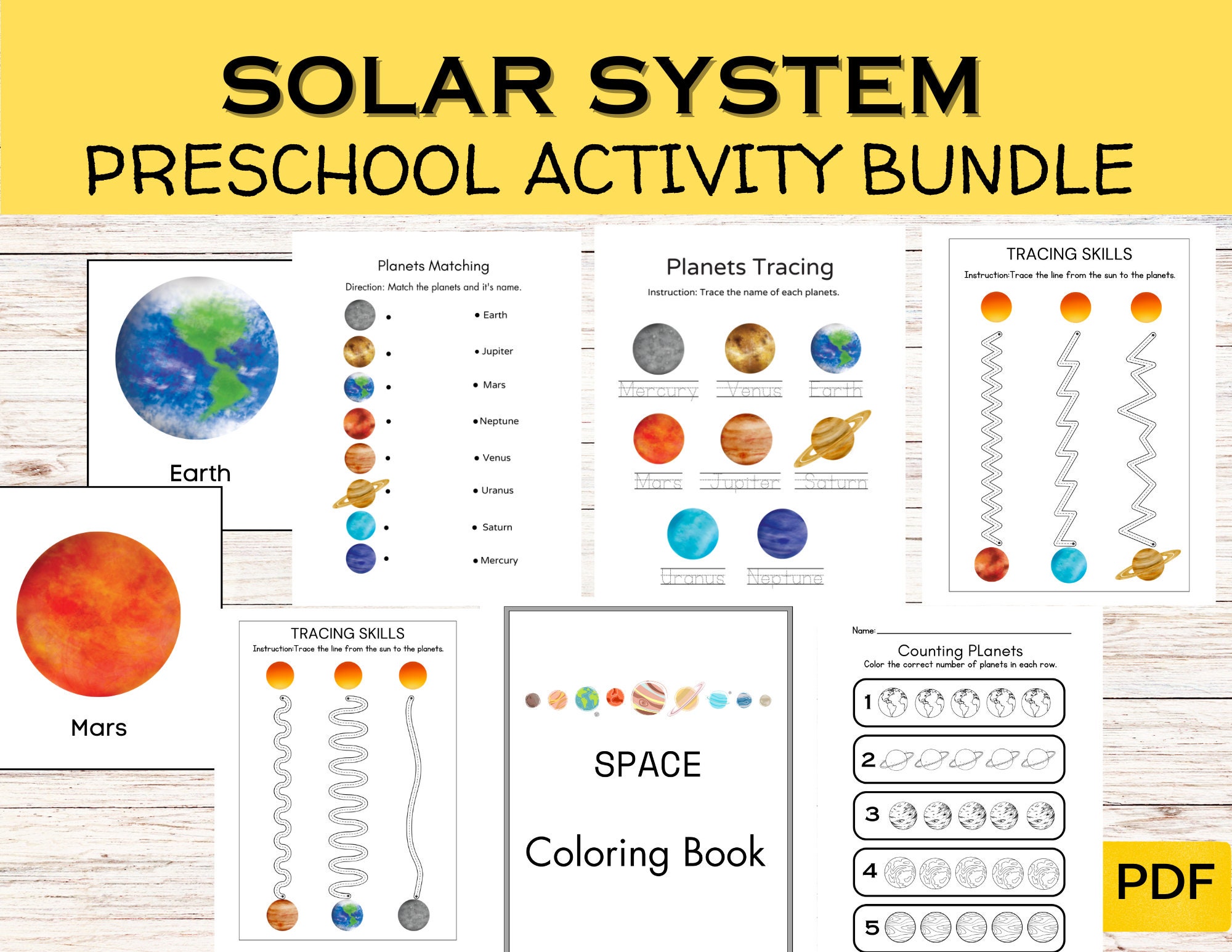 SOLAR SYSTEM Learning Kit Preschool/kindergarten 16 Pages 6 Activities ...