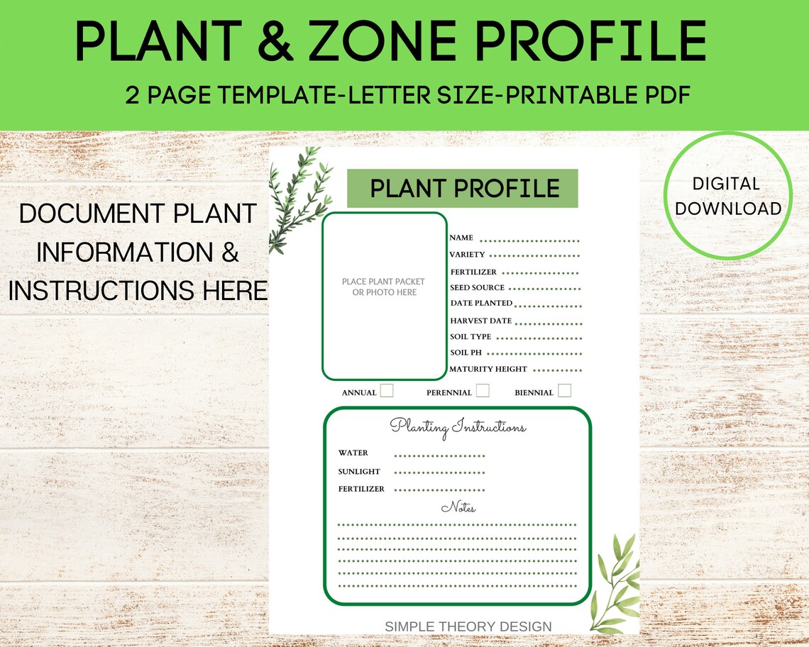 2 Page Garden Plant & Zone Profile Template Plant Hardiness Gardening ...