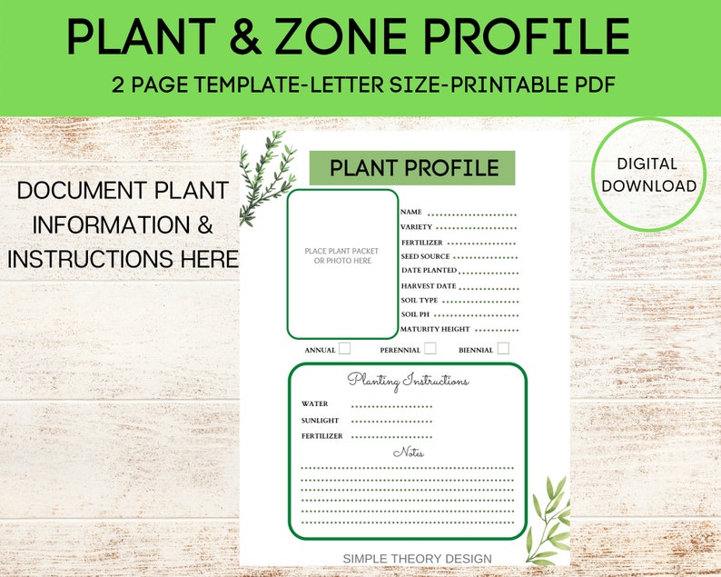 2 Page Garden Plant & Zone Profile Template Plant Hardiness Gardening ...
