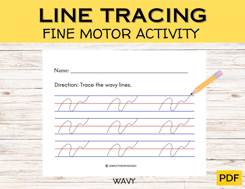 LINE TRACING Fine Motor Writing Activity Preschool/kindergarten ...
