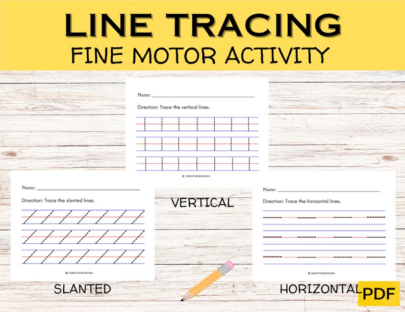 LINE TRACING Fine Motor Writing Activity Preschool/kindergarten ...