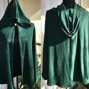 Green Hooded Half-circle Cloak With Button Closure - Etsy