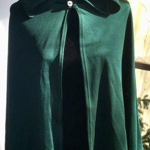Green Hooded Half-circle Cloak With Button Closure - Etsy