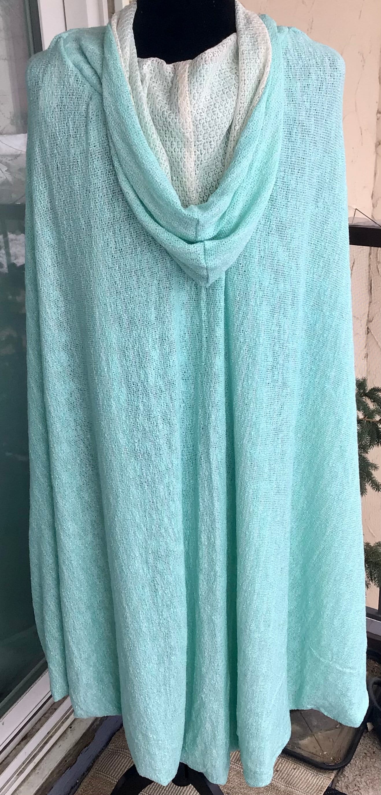Light Turquoise Lined Hooded Cloak With Button Closure - Etsy