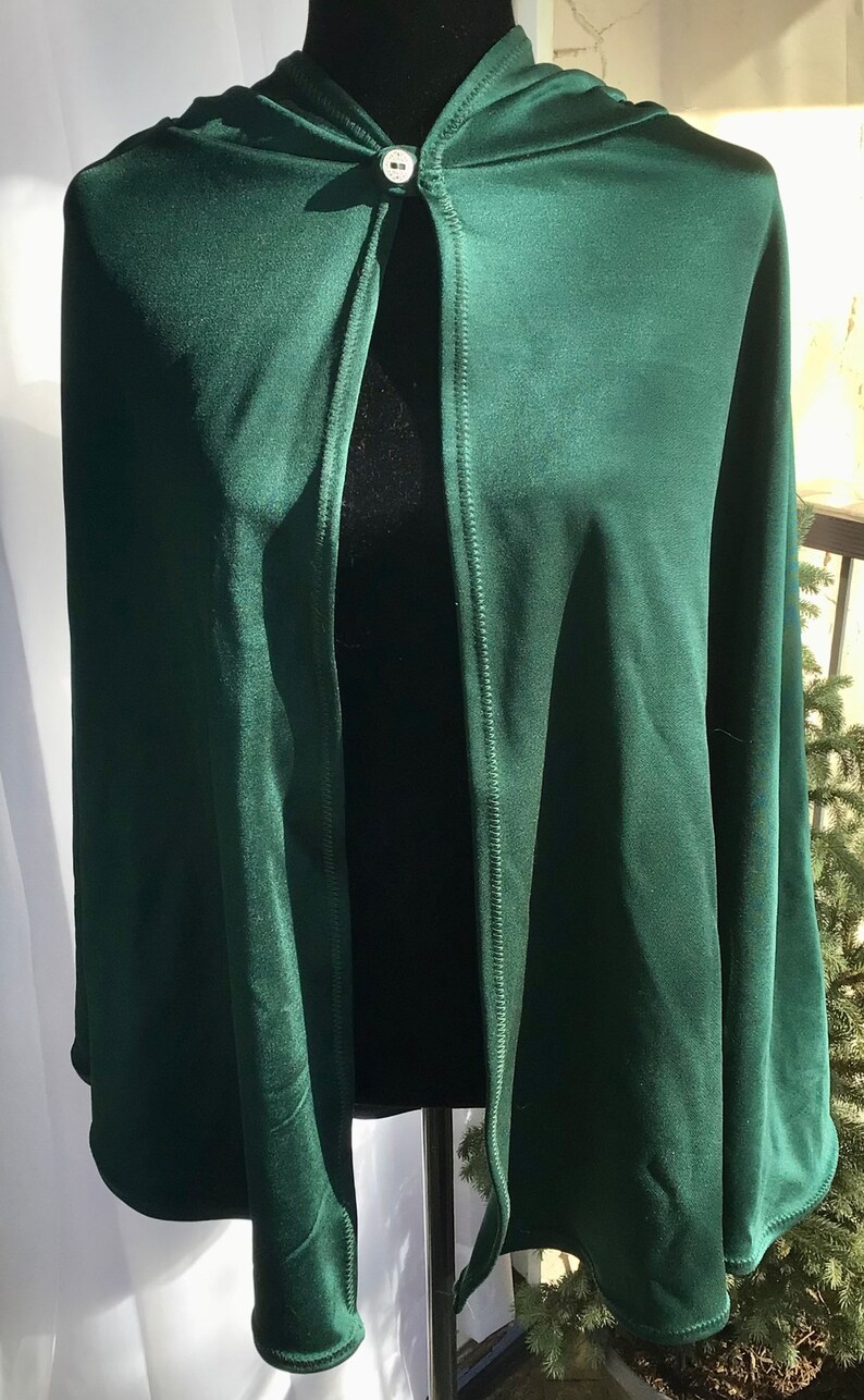 Green Hooded Half-circle Cloak With Button Closure - Etsy