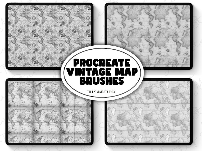 Vintage Map Procreate Brushes Procreate Map Brush Set Travel Procreate ...
