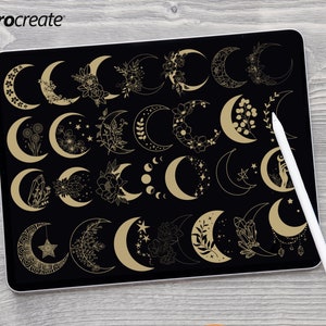 30 Procreate Moon Stamps Procreate Celestial Stamps Moons Procreate ...