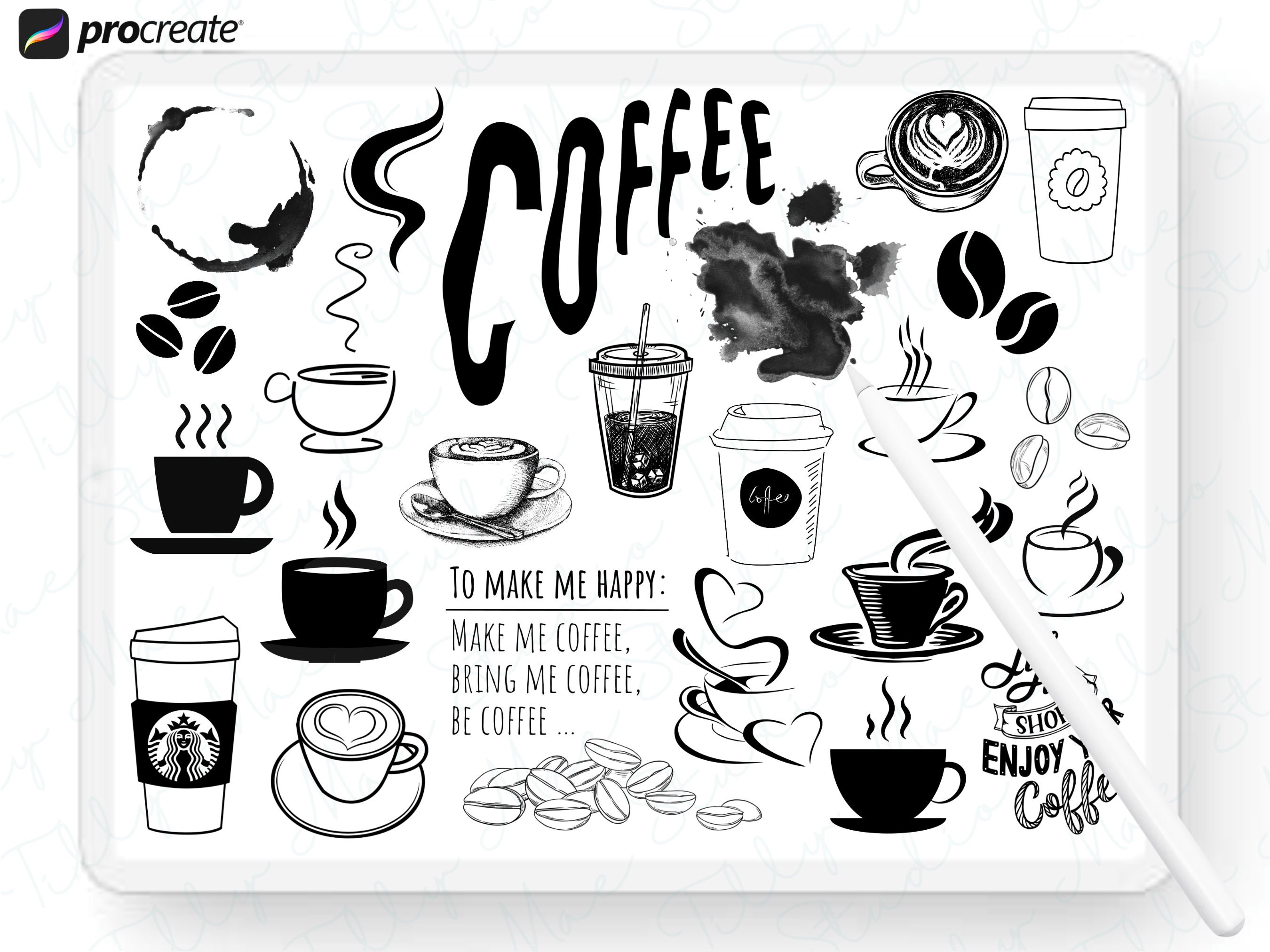Coffee Procreate Stamps Procreate Brushes Coffee Procreate - Etsy