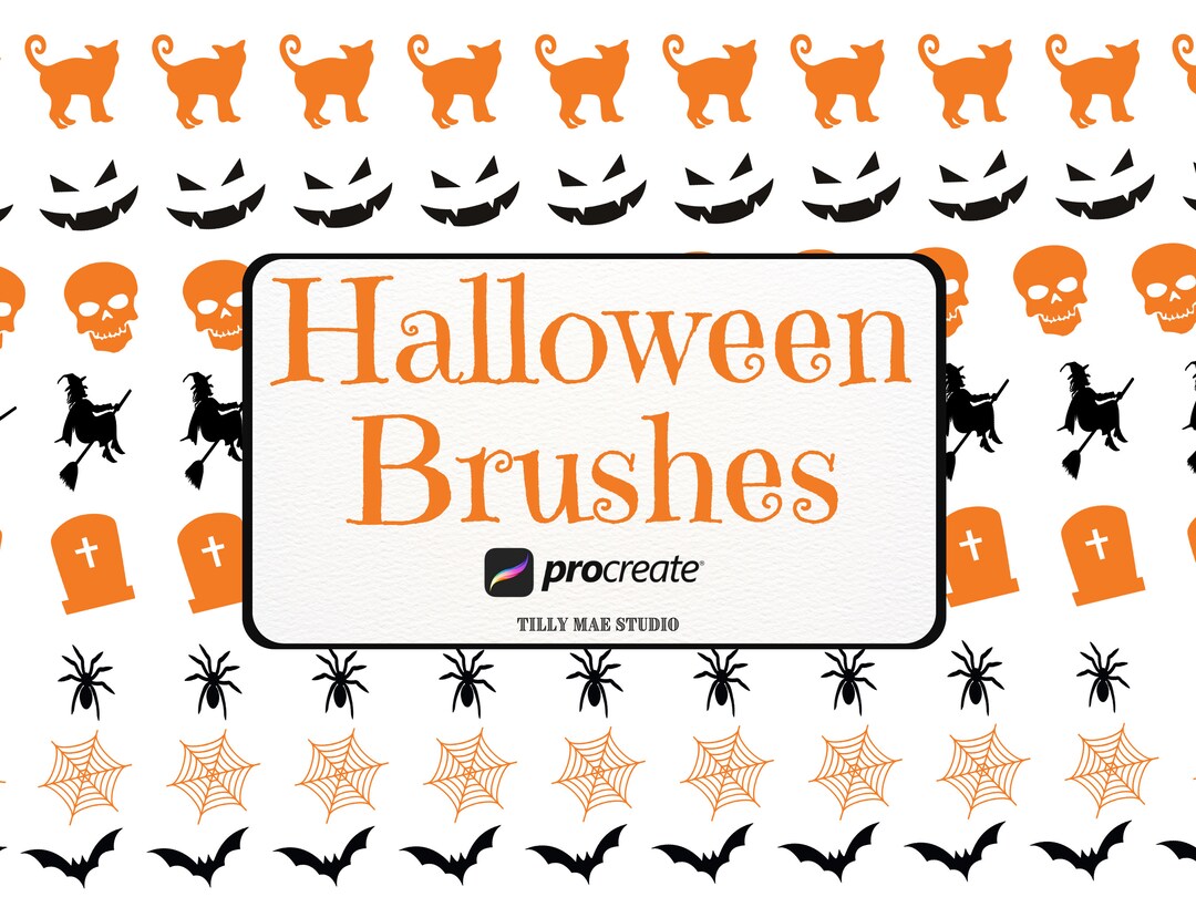 Spooky Halloween Border & Stamp Brushes for Procreate - Digital Art ...