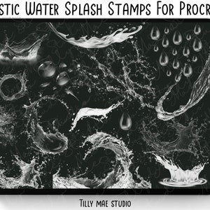 Realistic Water Splash Procreate Stamps & Brushes | Digital Liquid ...