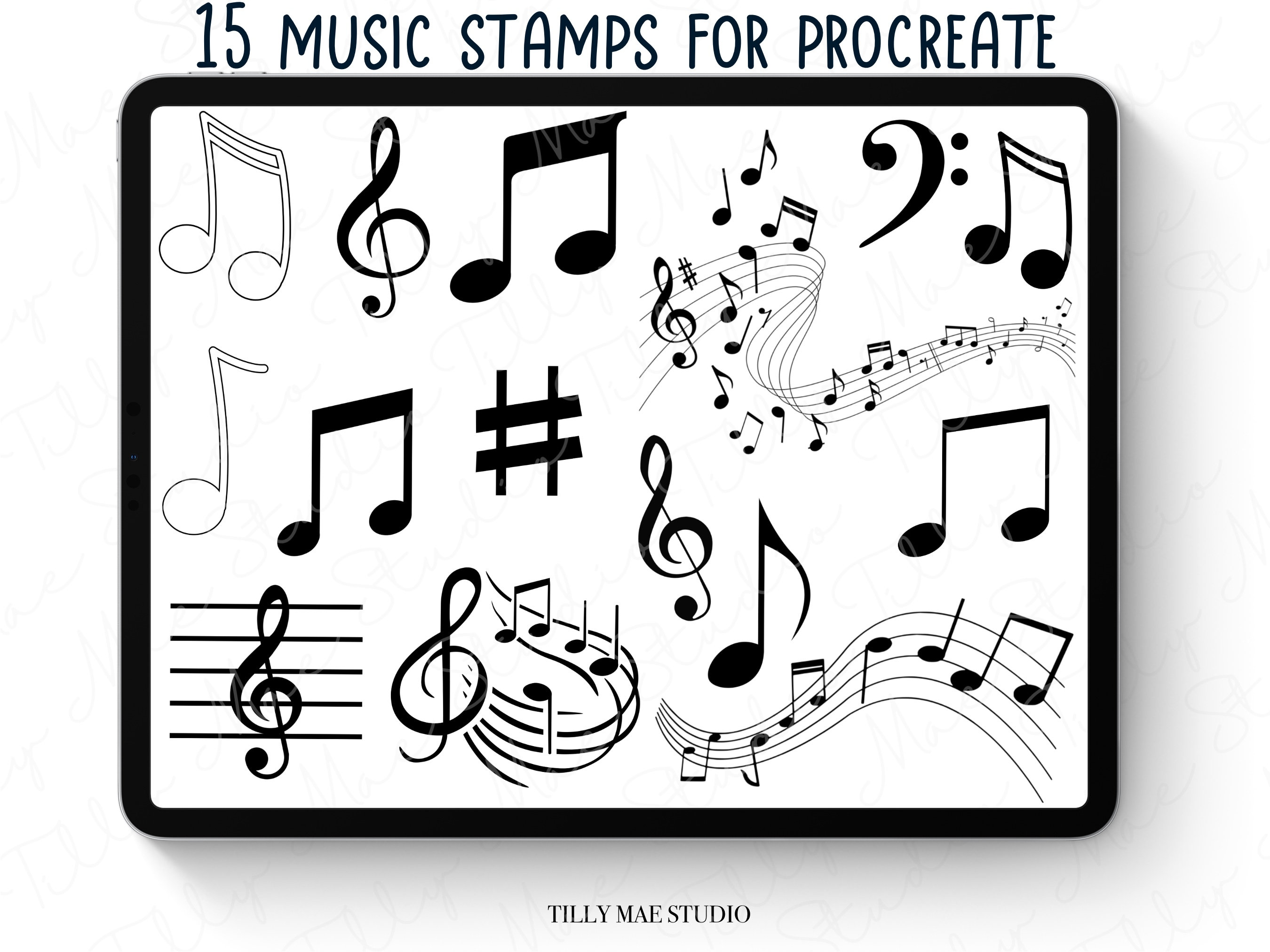 Music Procreate Brushes Music Notes Procreate Music Note Stamps ...