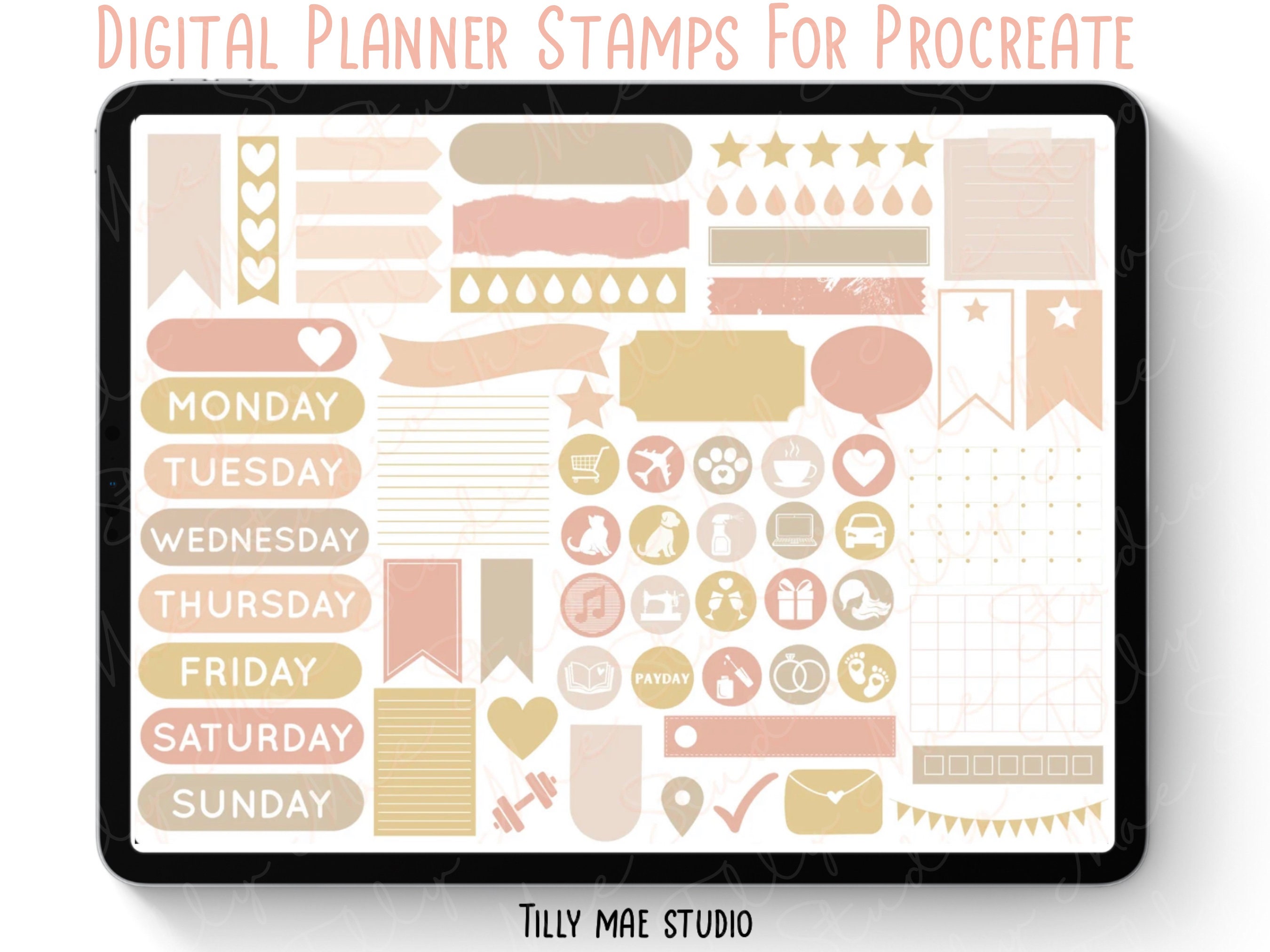 60 Journal Stamps for Procreate Procreate Planner Stamp Bundle ...