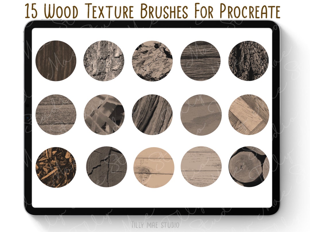 15 Realistic Wood Texture Procreate Brushes: 3D Tree Bark & Grain ...