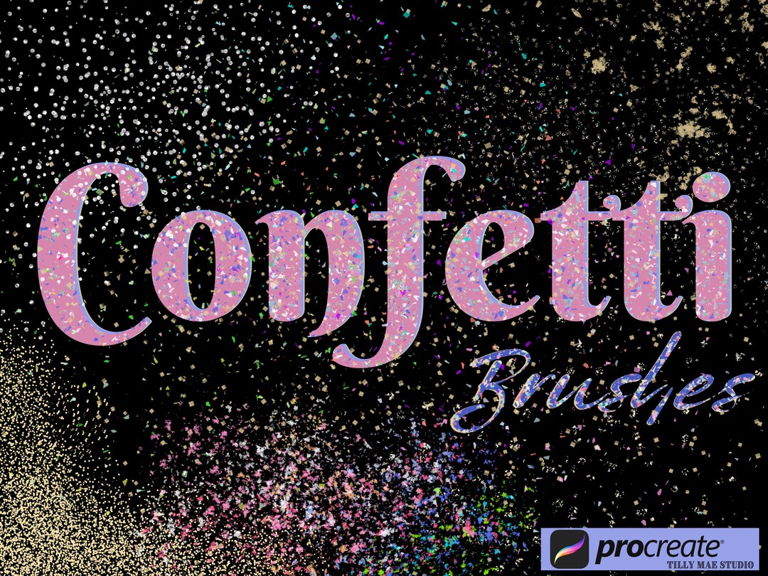 Rainbow Confetti Procreate Brushes: Glitter & Color Change (digital ...