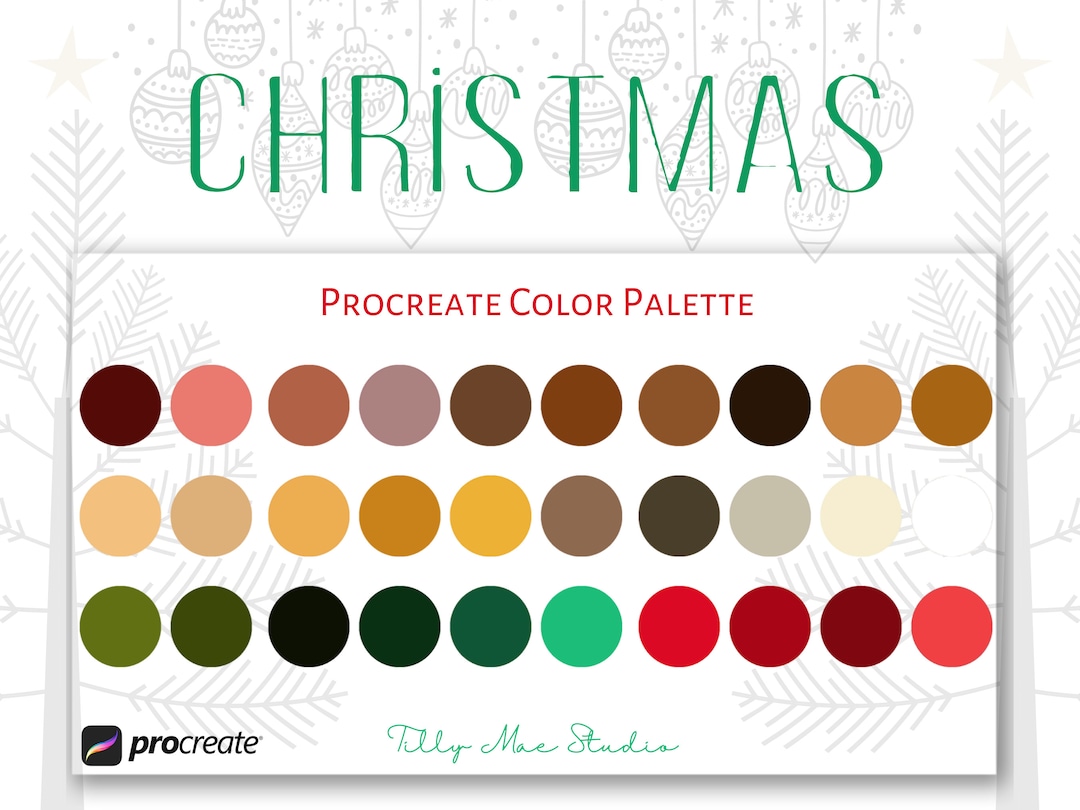 Festive Holiday Procreate Color Palette: Christmas Swatches for Digital ...