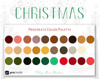 Moody Christmas Procreate Color Palette, Christmas Color Swatches for Procreate Art Festive ...