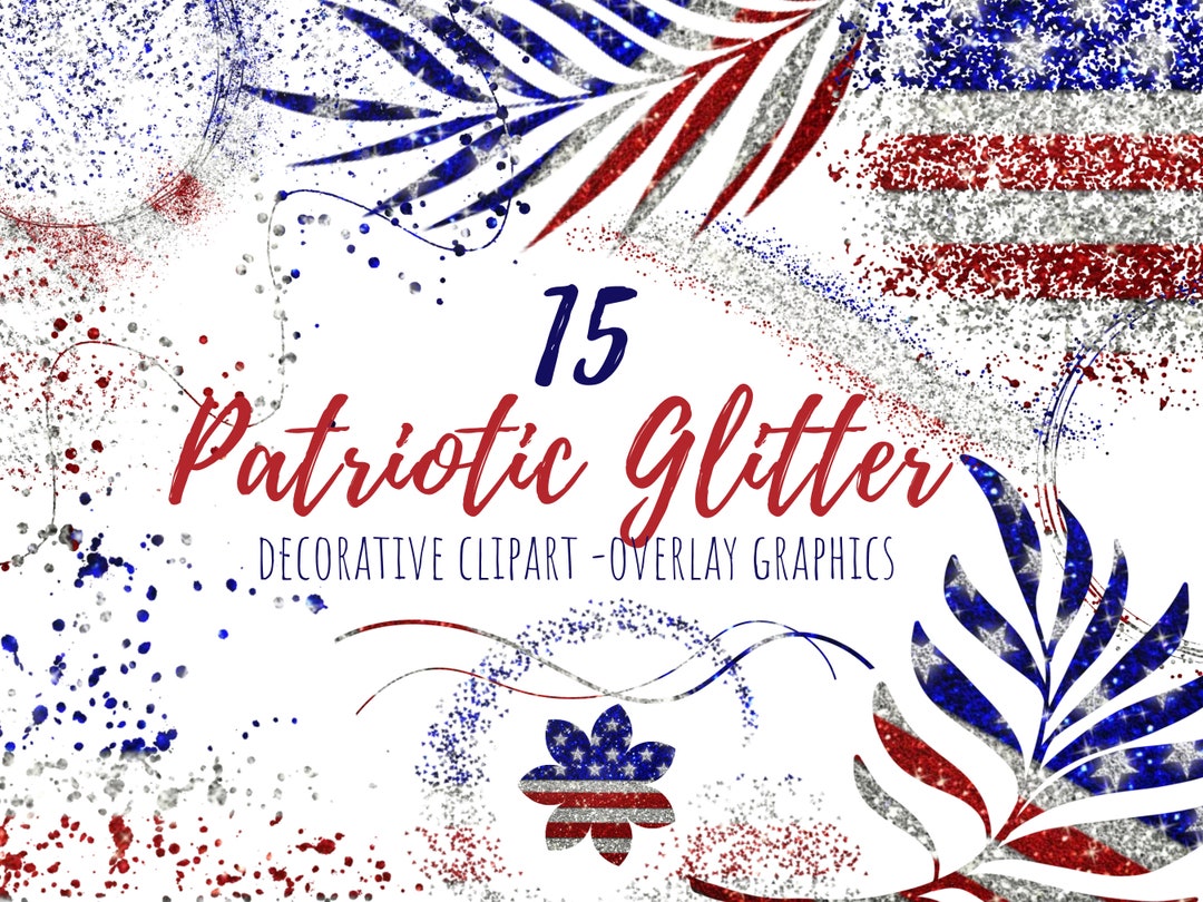 Patriotic Glitter American Flag Clipart: Transparent Overlays for ...