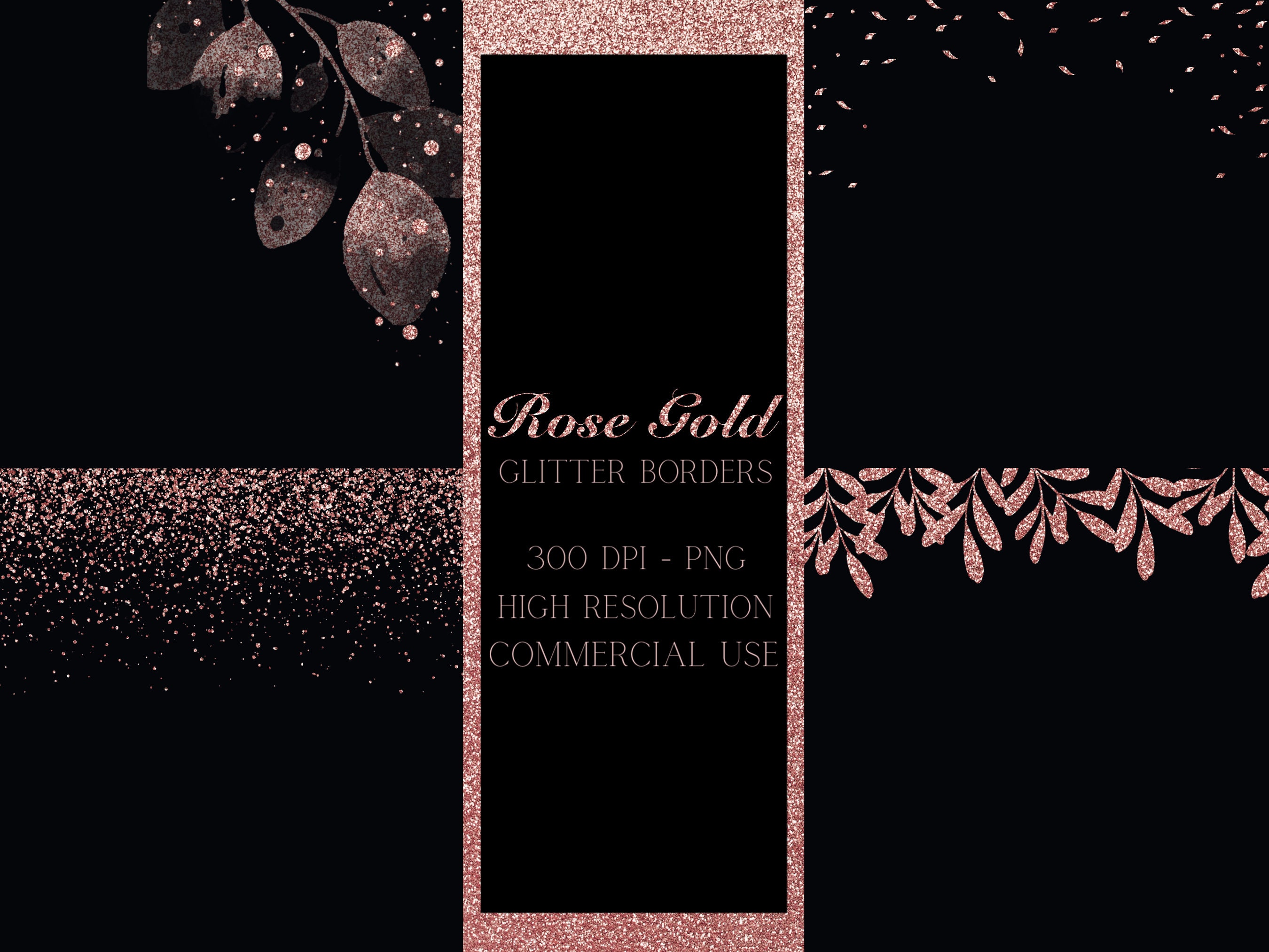 Rose Gold Glitter Confetti Border Glitter Borders Glitter - Etsy