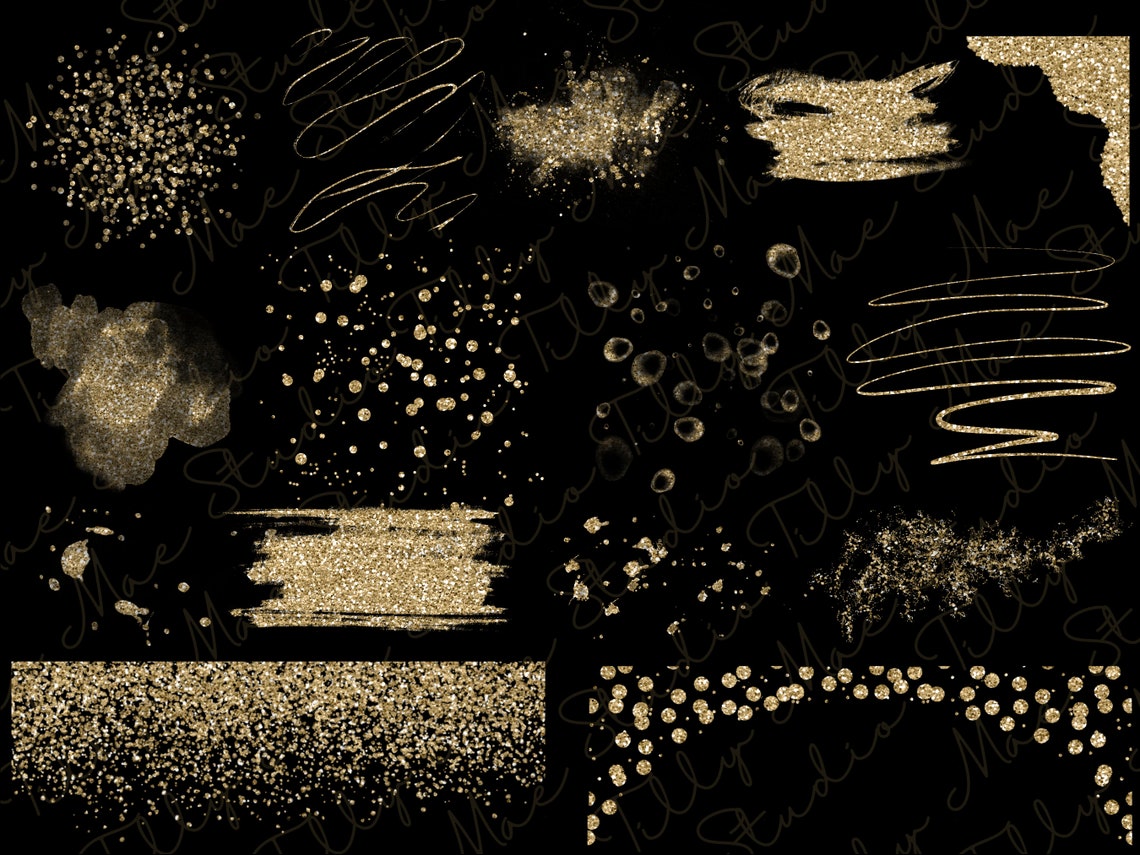 Gold Confetti Clipart Glitter Border PNG Glitter Overlay - Etsy