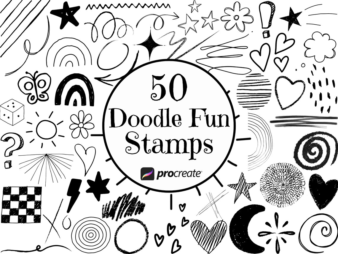 Doodle Procreate Stamps Shape Procreate Stamp Brushes Procreate Rainbow ...