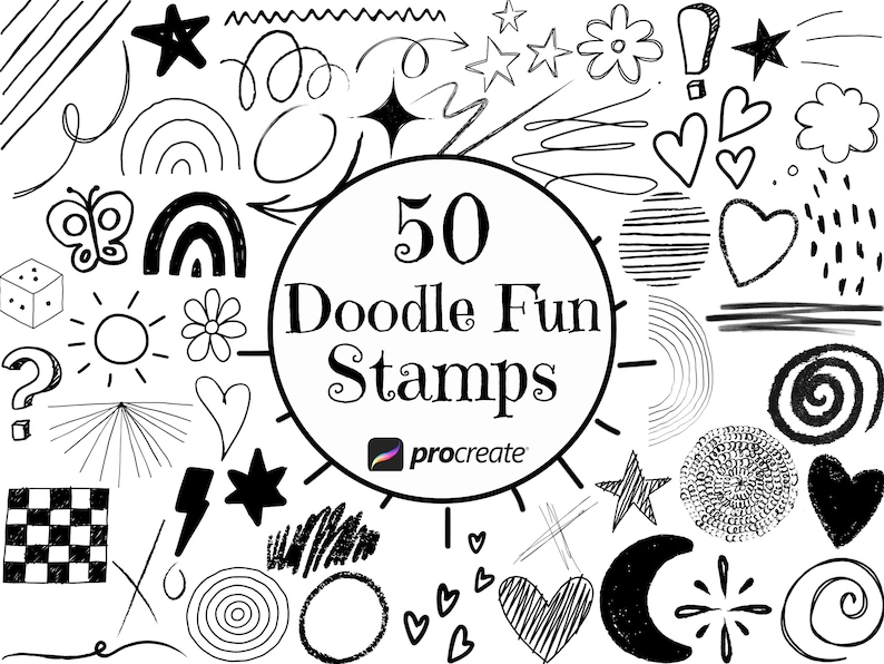 Doodle Procreate Stamps Shape Procreate Stamp Brushes Procreate Rainbow ...