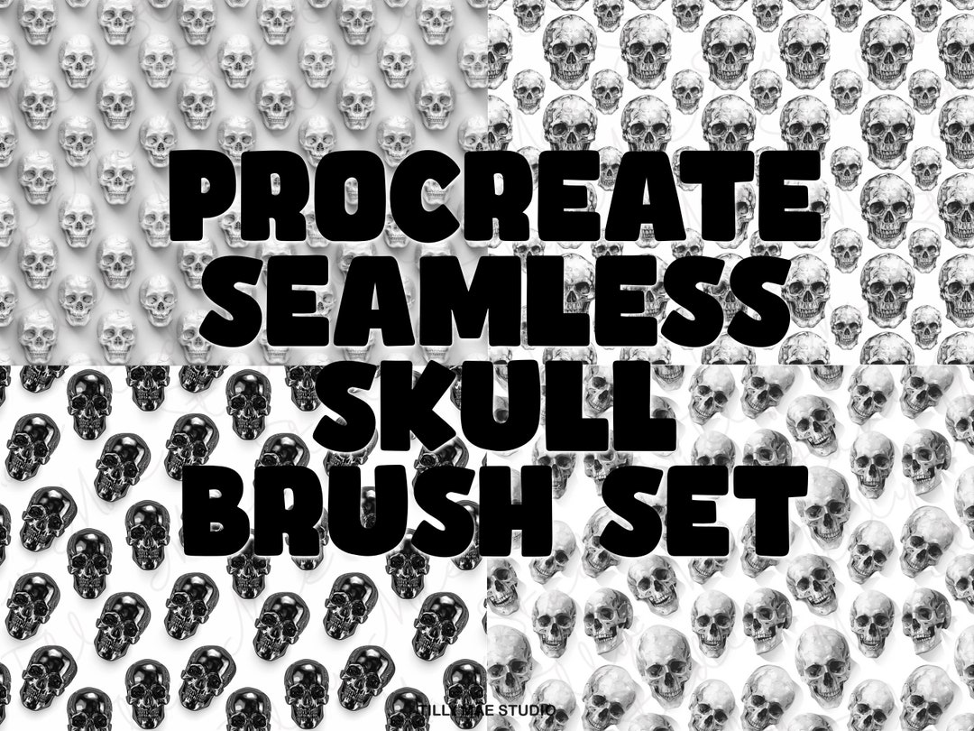 Skull Procreate Brushes, 3d Procreate Skull Set of 4 Seamless Procreate ...