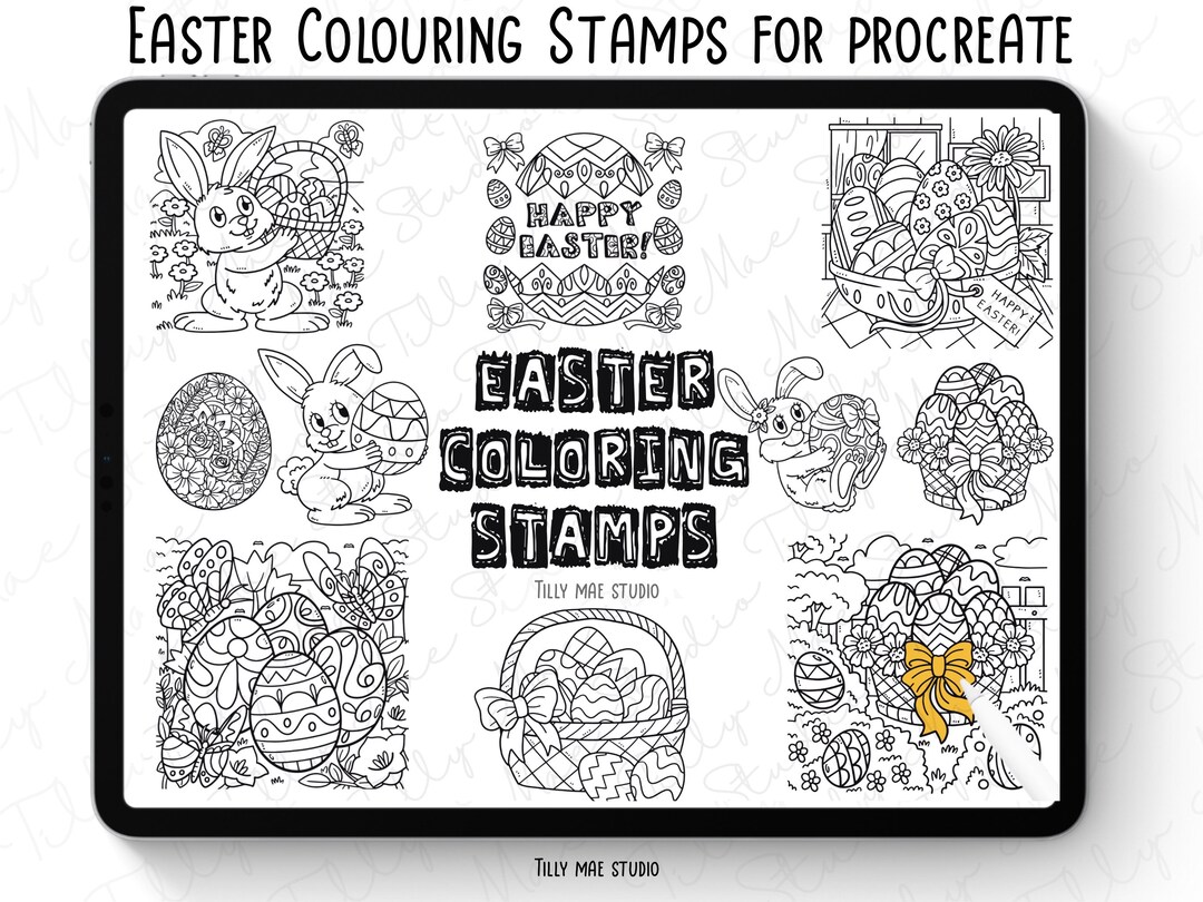 Easter Coloring Stamps for Procreate: Spring Palette (digital Download ...