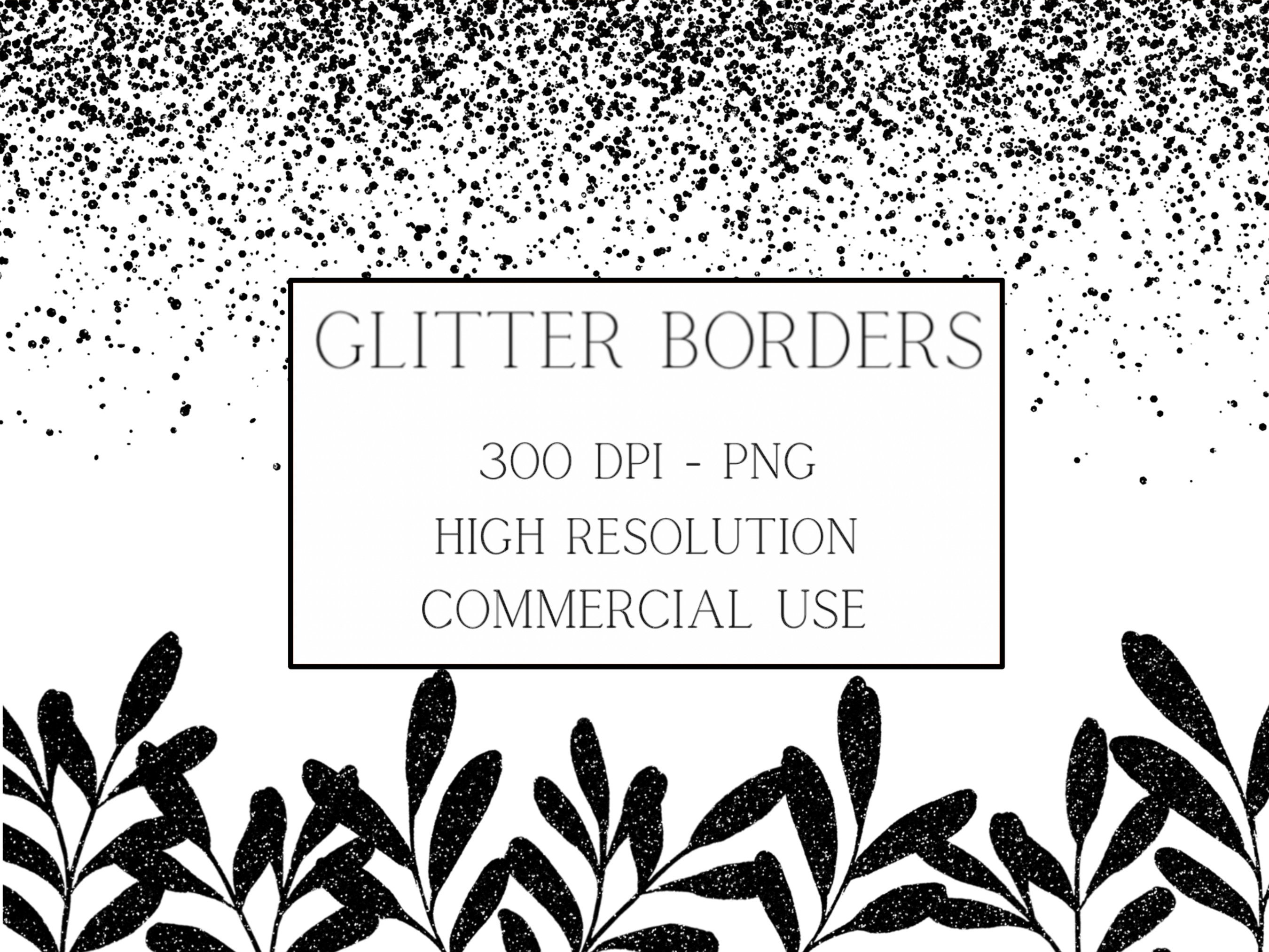 Glitter Border Clipart Confetti Border Black Overlay Border - Etsy