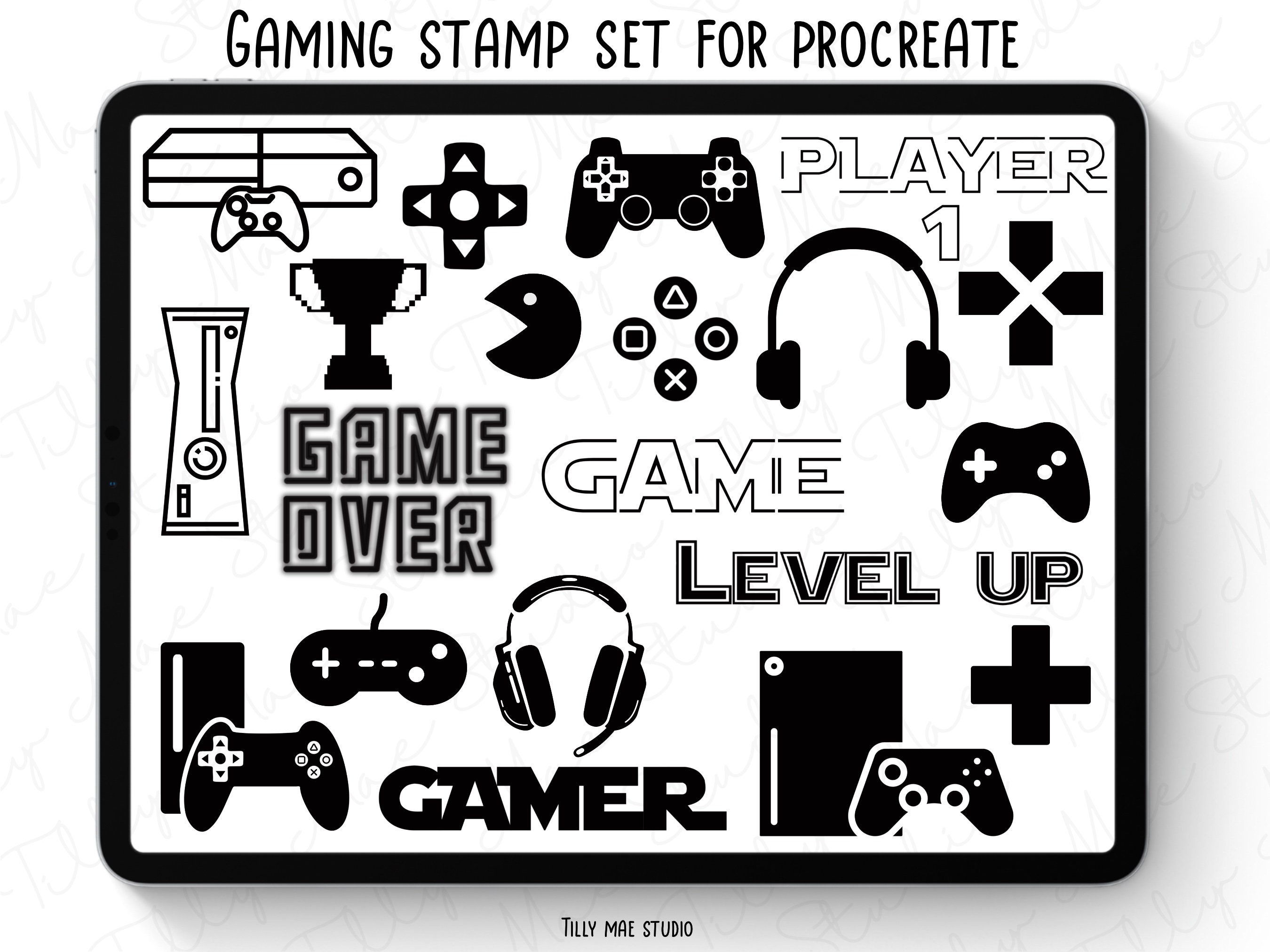 Gamer's Delight: Procreate Gaming Stamp Set & Brush Bundle for Video ...