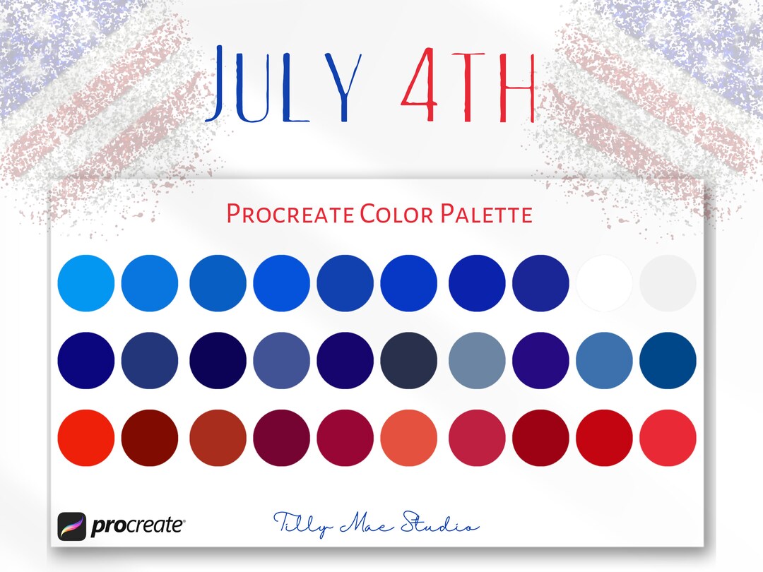 Patriotic Procreate Color Palette: July 4th Digital Swatches for ...