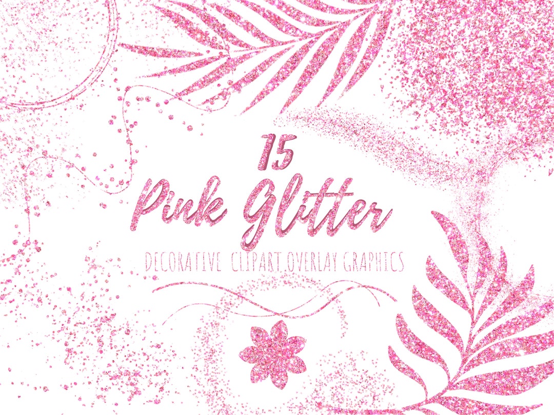 Pink Glitter Confetti Clipart: Sparkly Border Overlay PNG for Digital ...