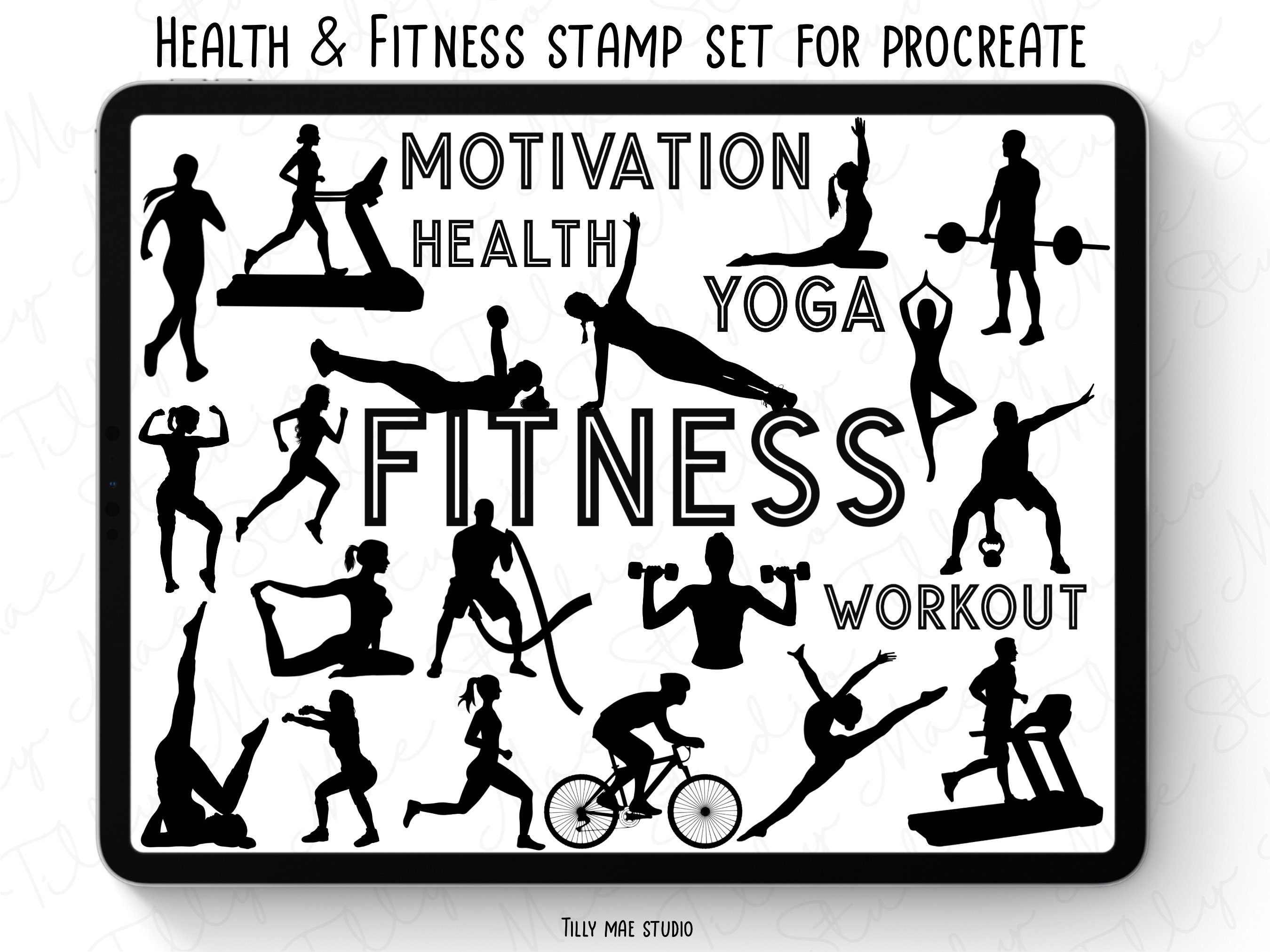 Fitness Procreate Stamps Procreate Exercise Workout Procreate Yoga ...