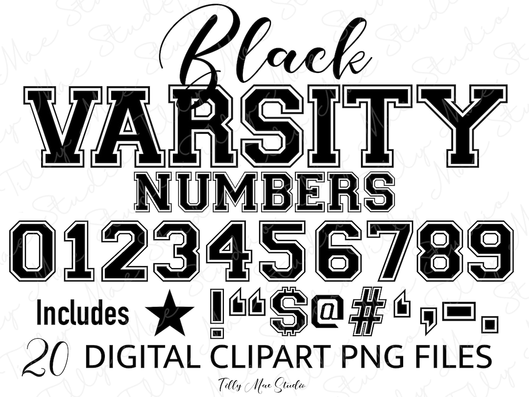 Black Varsity Numbers Clipart, Jersey Numbers Png, Black Number Clip ...