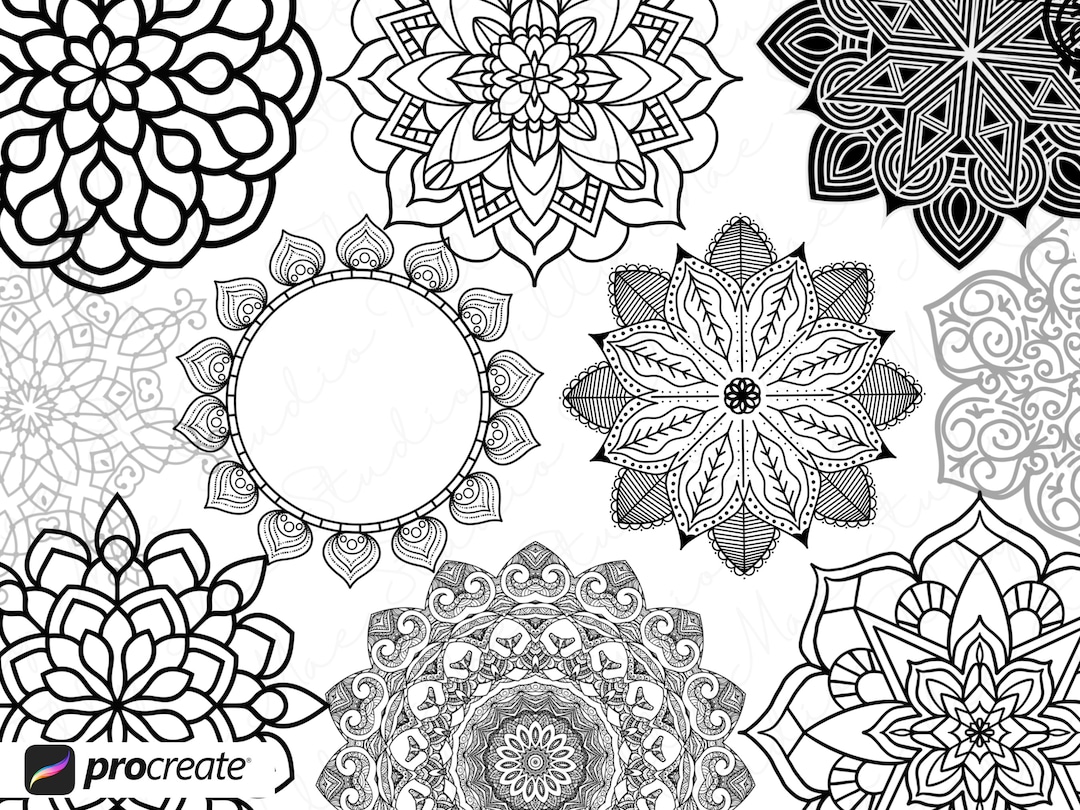 Mandala Procreate Stamps: Tattoo Design Stencils & Commercial Use Brush ...