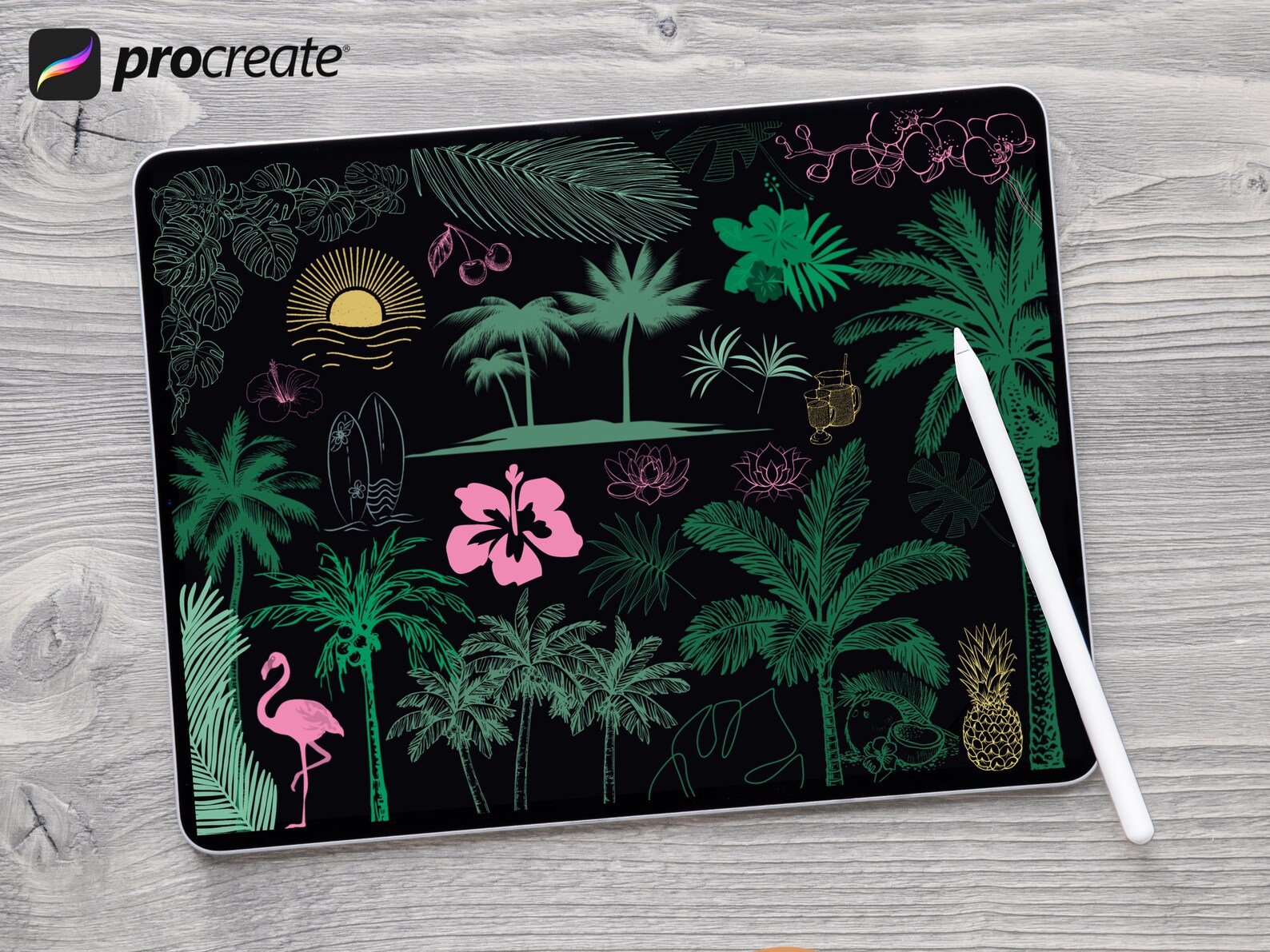Tropical Procreate Stamps Tropical Procreate Brushes - Etsy
