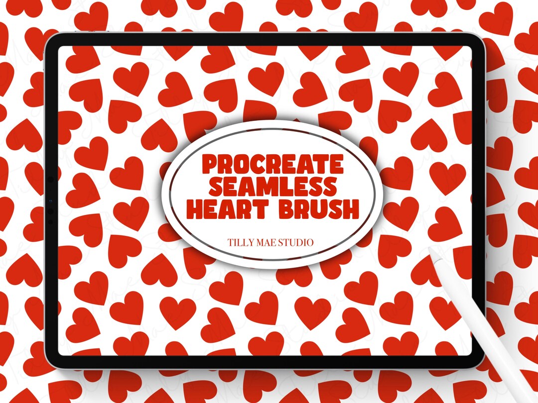 Seamless Hearts Procreate Brush for Digital Art, Valentine's Day ...