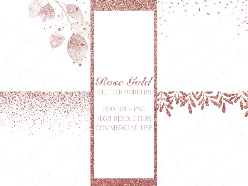 Rose Gold Glitter Confetti Border Glitter Borders Glitter - Etsy
