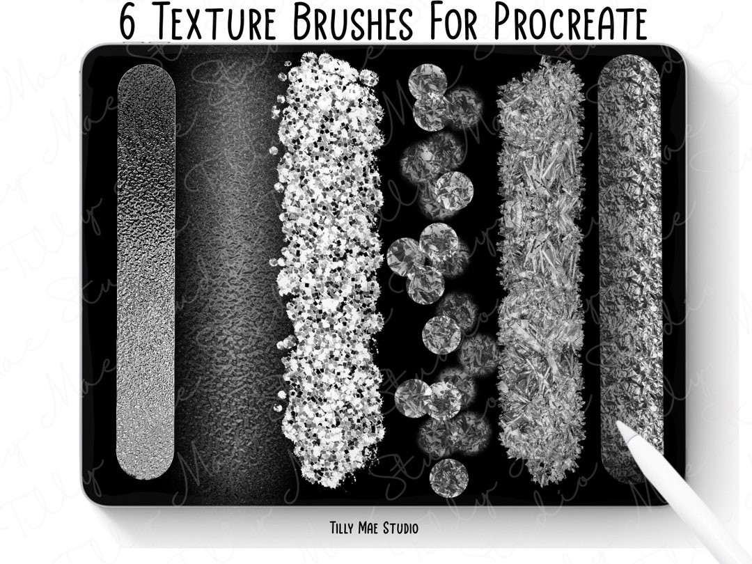6 Texture Brushes for Procreate | Metallic Procreate Brushes | Glitter Bokeh Tinsel Foil Metal ...