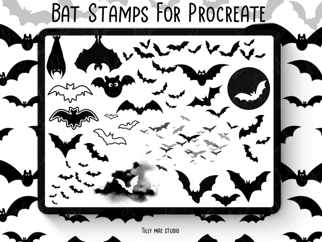 Spooky Bat Stamp Brushes for Procreate Halloween Digital Art Bundle ...