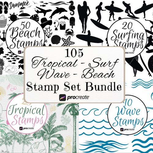 Tropical Procreate Stamps Tropical Procreate Brushes - Etsy