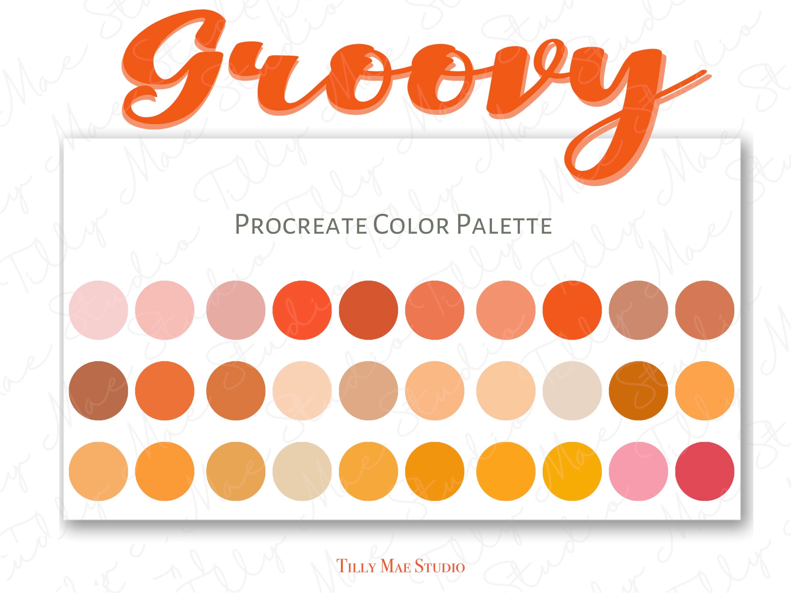 Groovy Procreate Color Palette Procreate Swatches Retro Colour Palette ...
