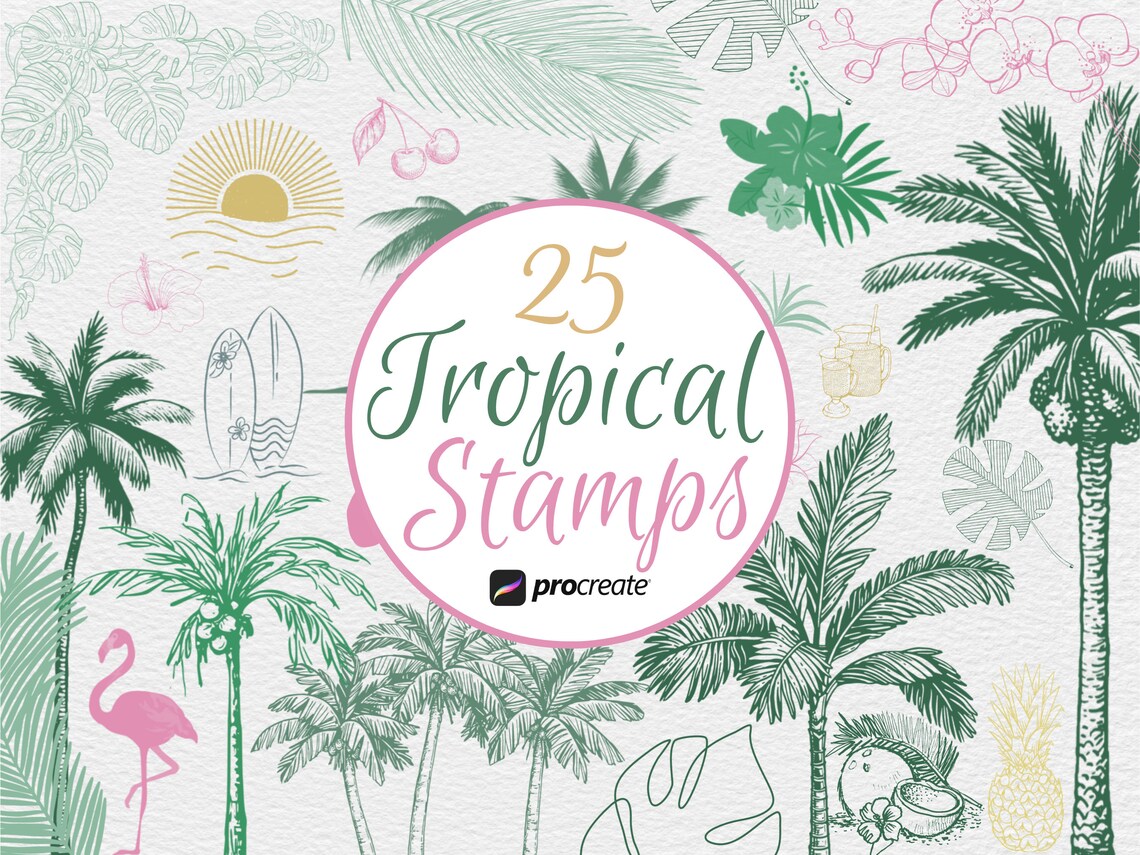 Tropical Procreate Stamps Tropical Procreate Brushes | Etsy