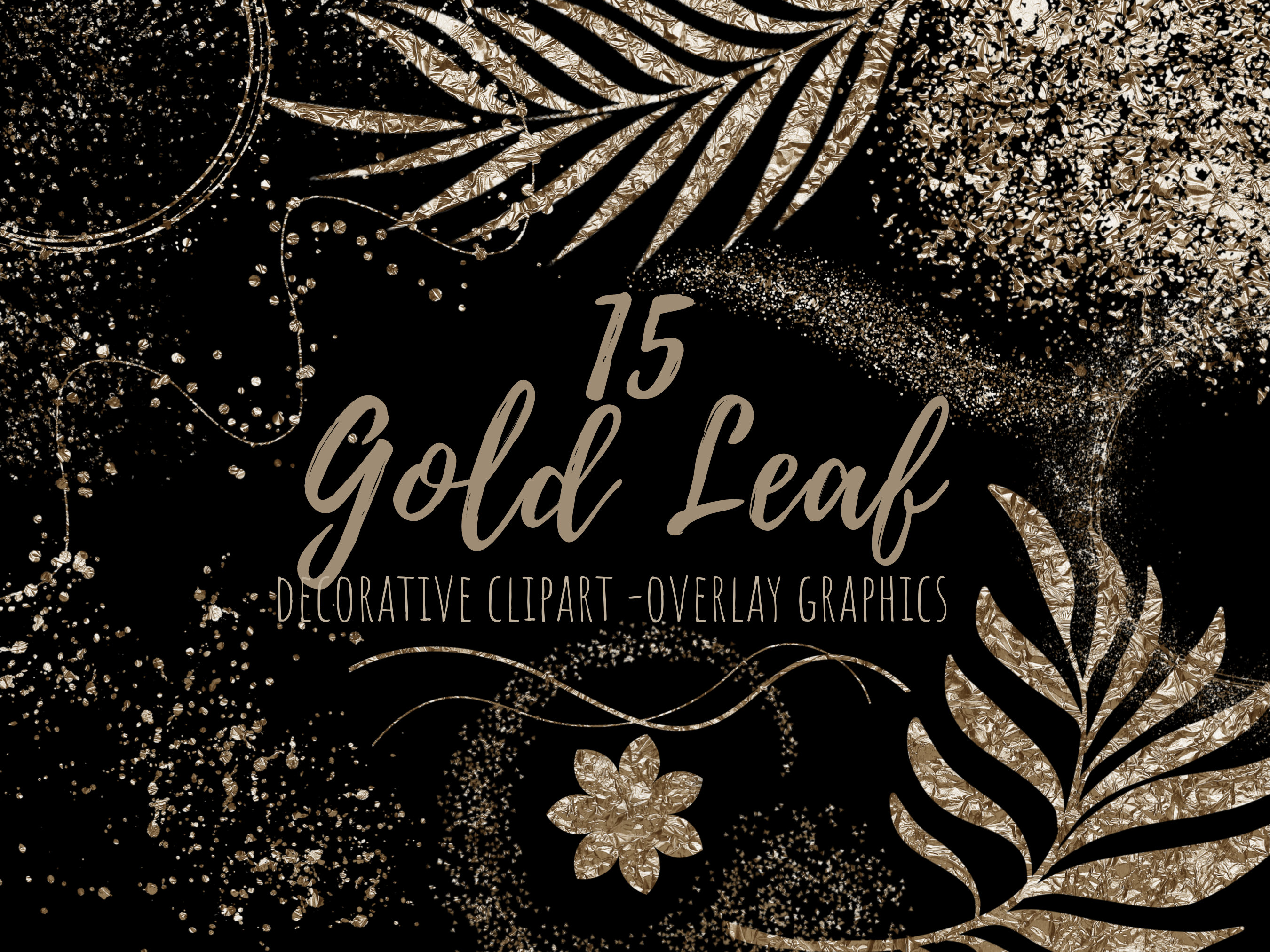 Antique Gold Overlay Clipart Gold Leaf Elements Gold Clip - Etsy