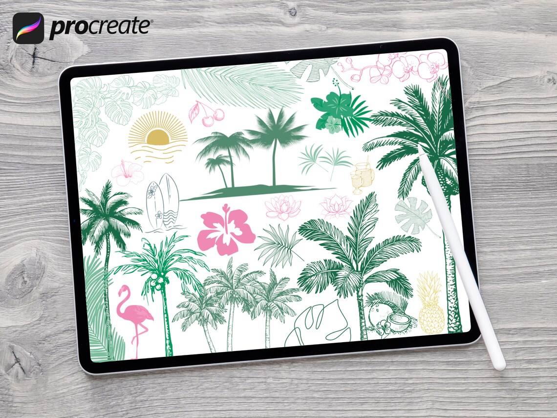 Tropical Procreate Stamps Tropical Procreate Brushes - Etsy