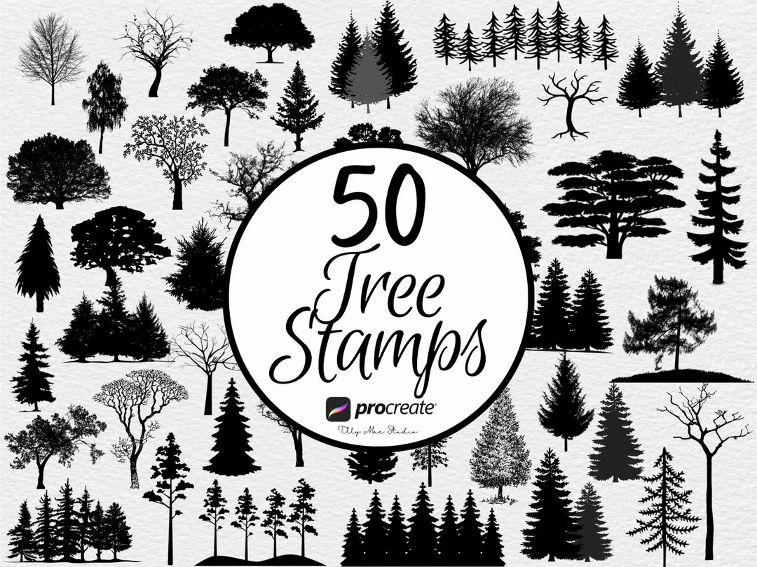 Tree Stamps for Procreate: Digital Landscape Brushes Set for Artists ...